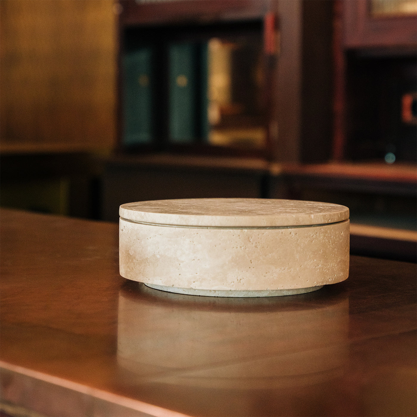 Travertine Cylinder Bowl With Lid – Decorative Stone Bowl