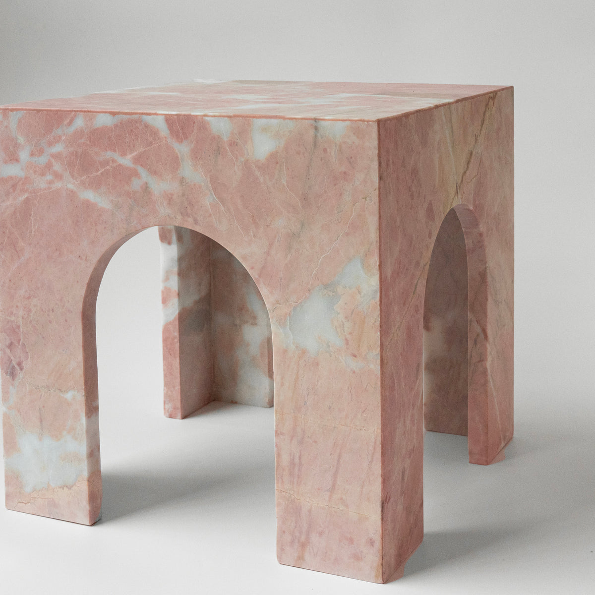 Pink Marble Arch Side Table – Minimalist Marble Furniture