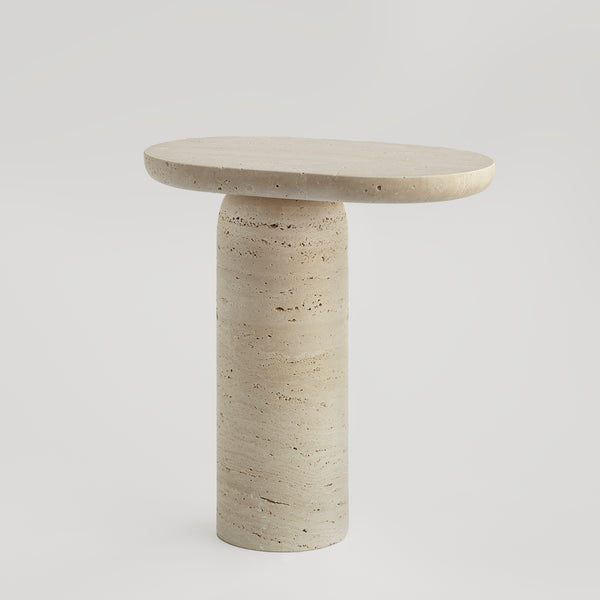 Trio № II - Travertine Side Table – Solid Stone Accent Table