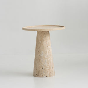 Travertine Cone Side Table – Natural Stone Accent Table