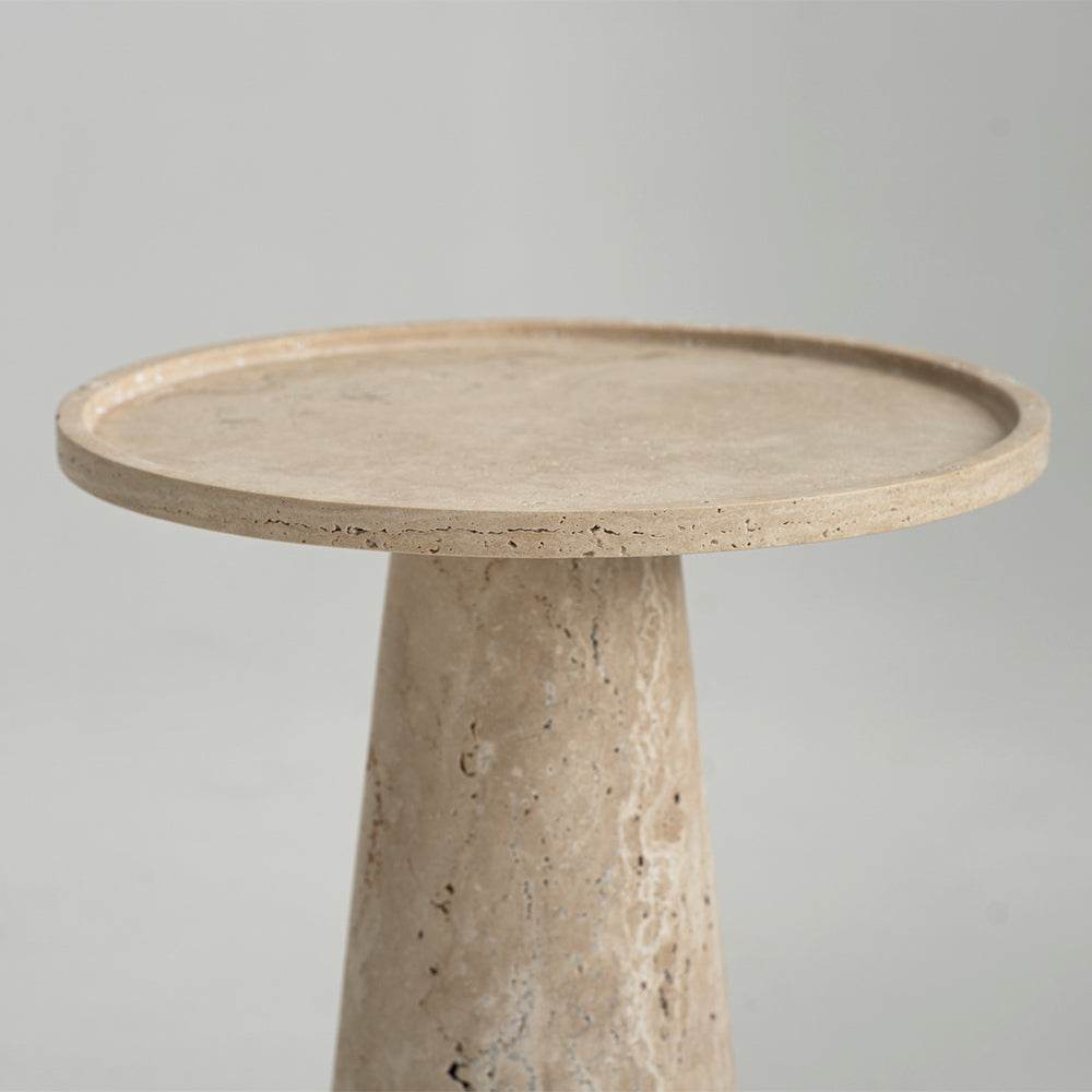 Travertine Cone Side Table – Natural Stone Accent Table