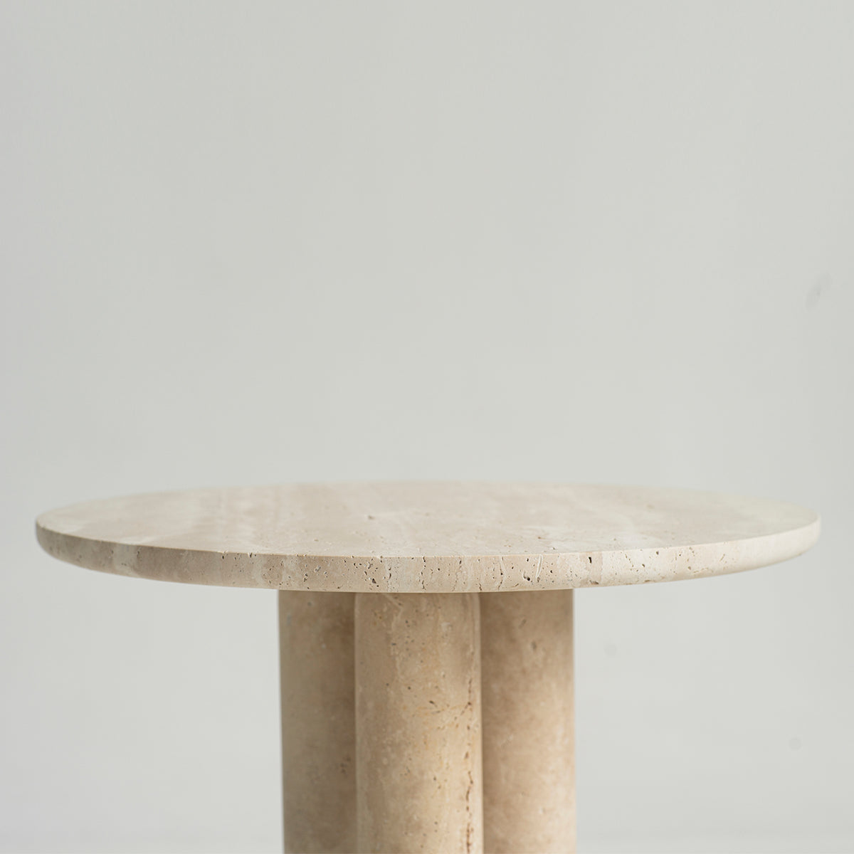 Trio № II - Travertine Side Table – Solid Stone Accent Table